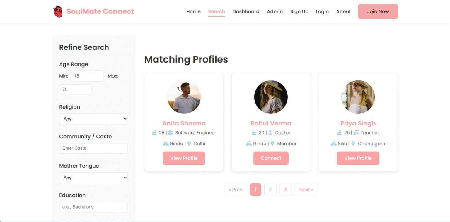 SoulMate Connect Matrimonial Website Template: Front-End with Dashboard ...